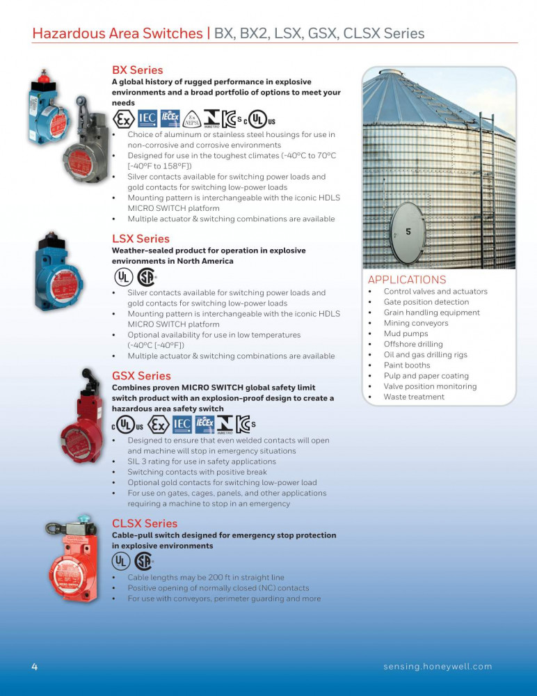 Honeywell hazardous-area switch document page 4
