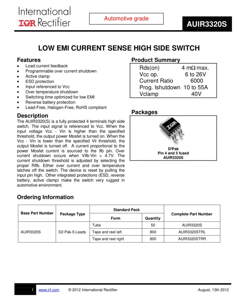 AUIR3320S datasheet page 1