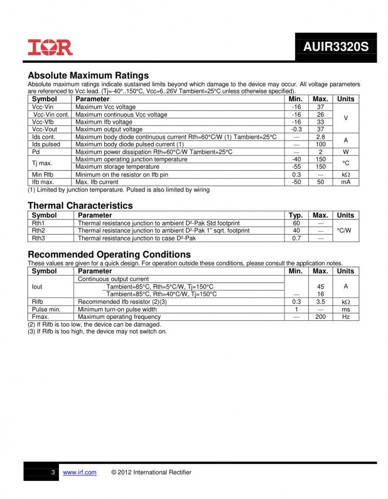 AUIR3320S datasheet page 3