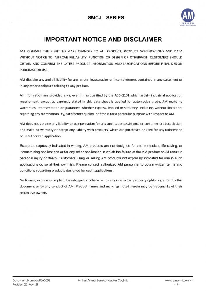 amsem SMCJ series datasheet page 8