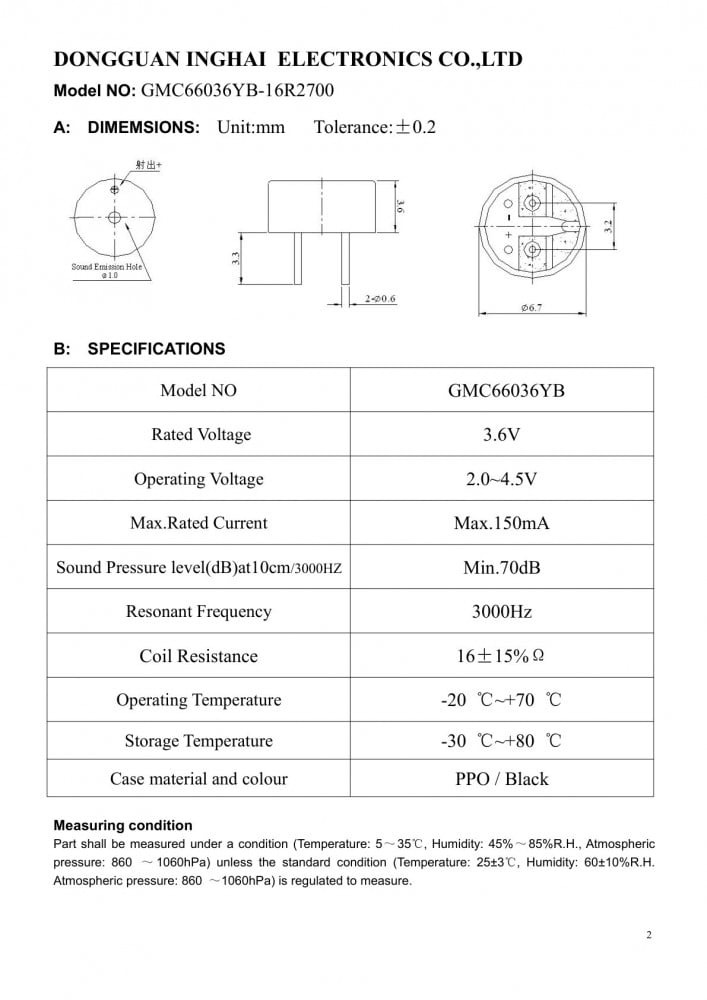 GMC66036YB-16R2700 specification document page 2