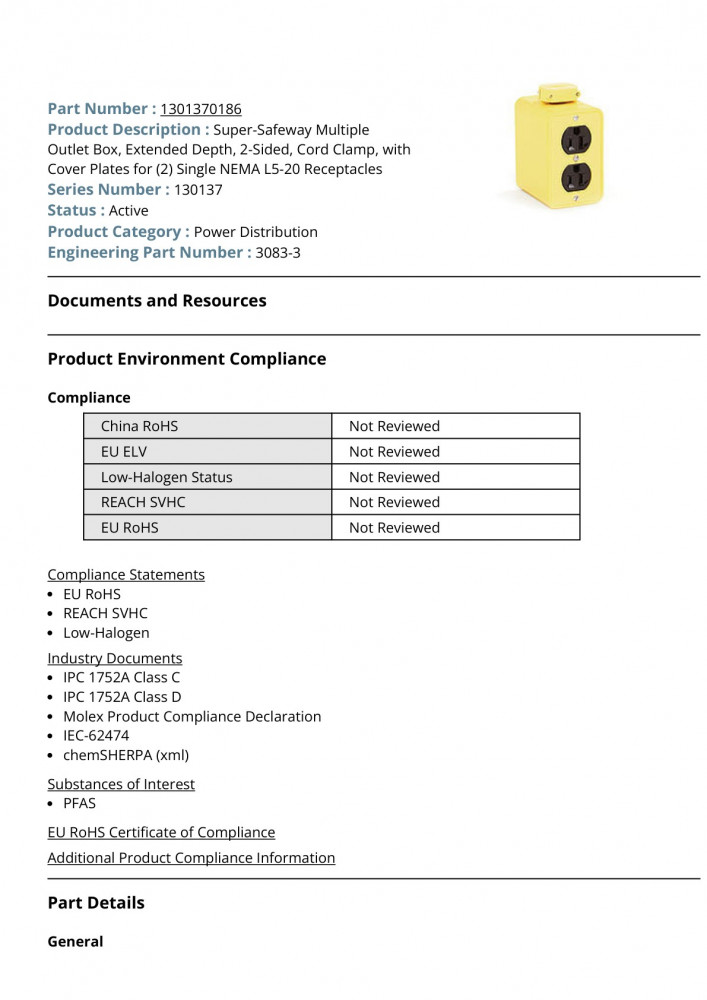 MOLEX 1301370186 technical document page 1