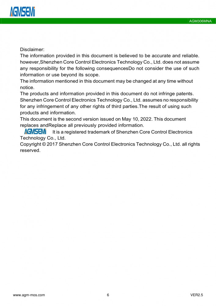 AGM306MNA technical document page 6