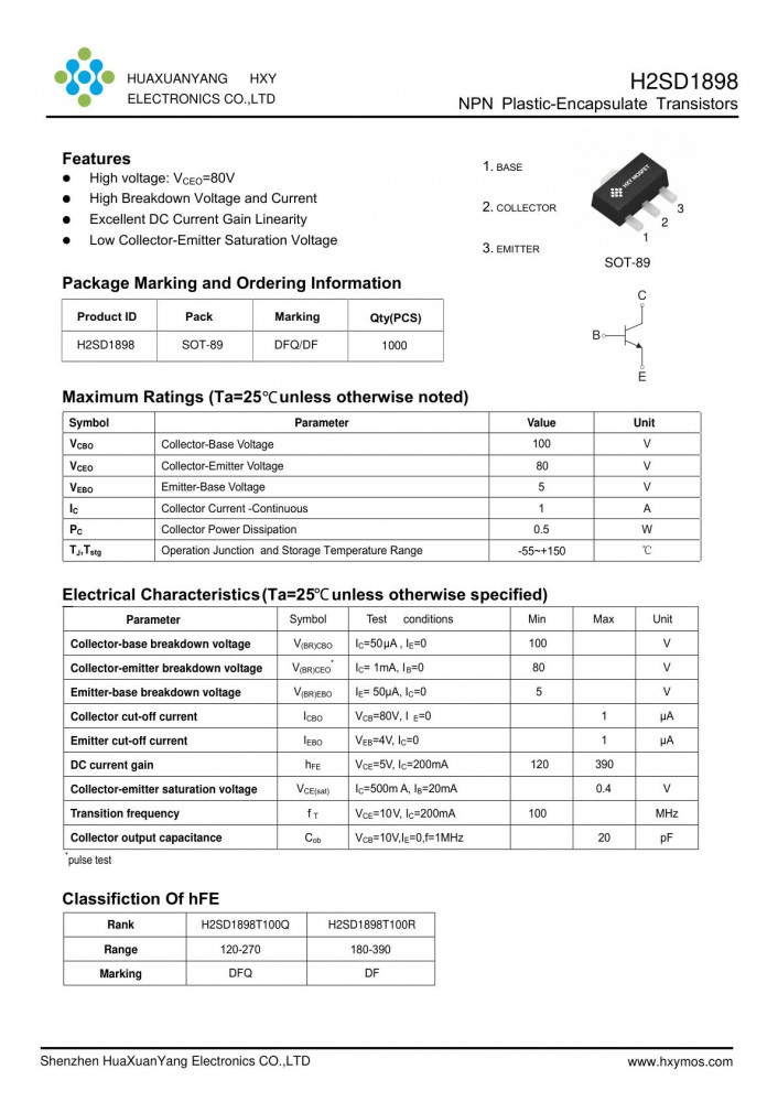 H2SD1898T100R datasheet page 1