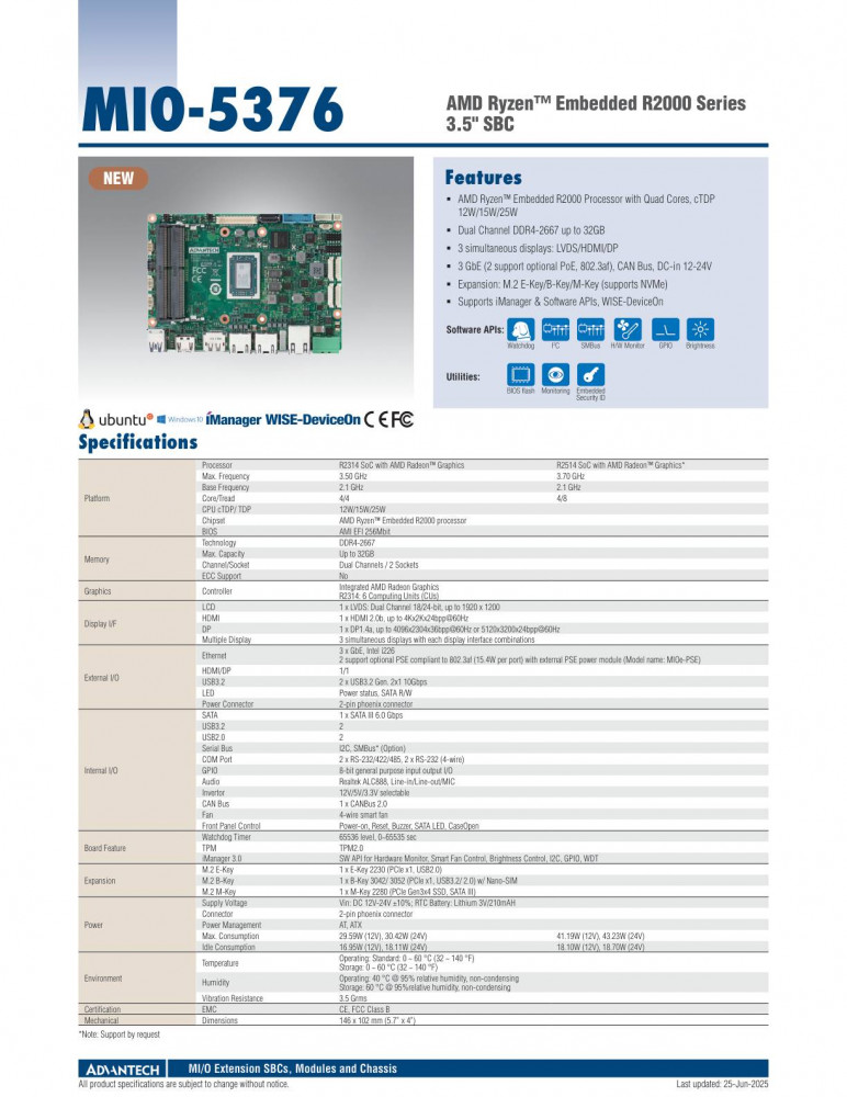 MIO-5376 technical document page 1
