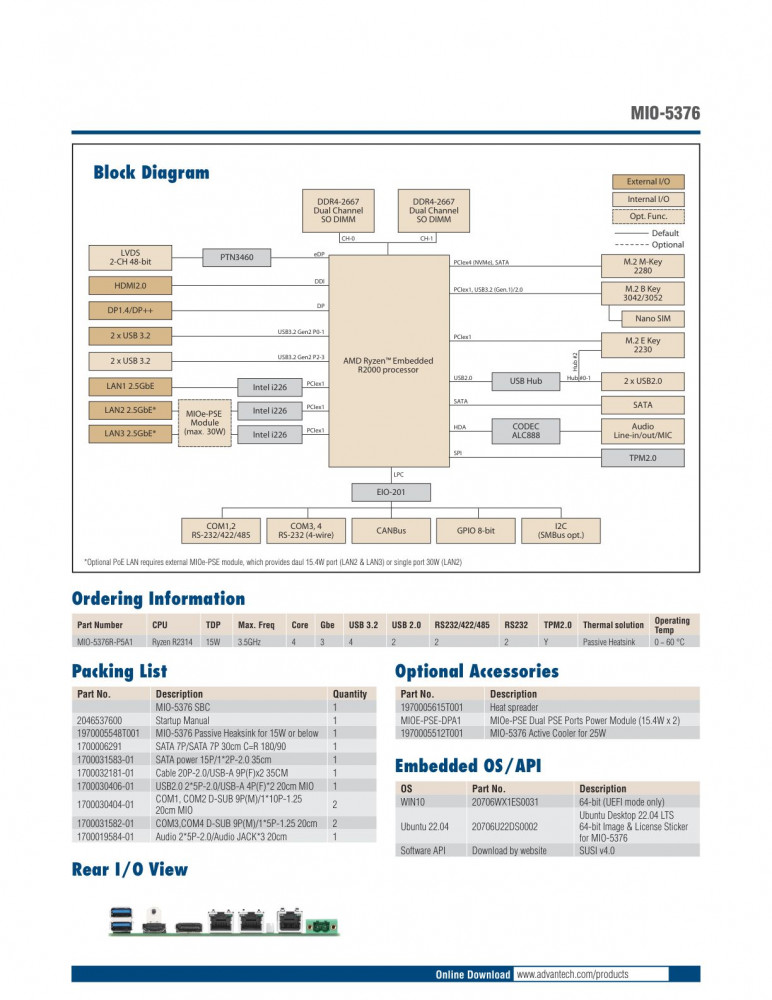 MIO-5376 technical document page 2