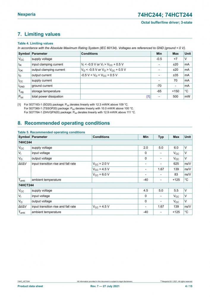 74HC244D datasheet page 4