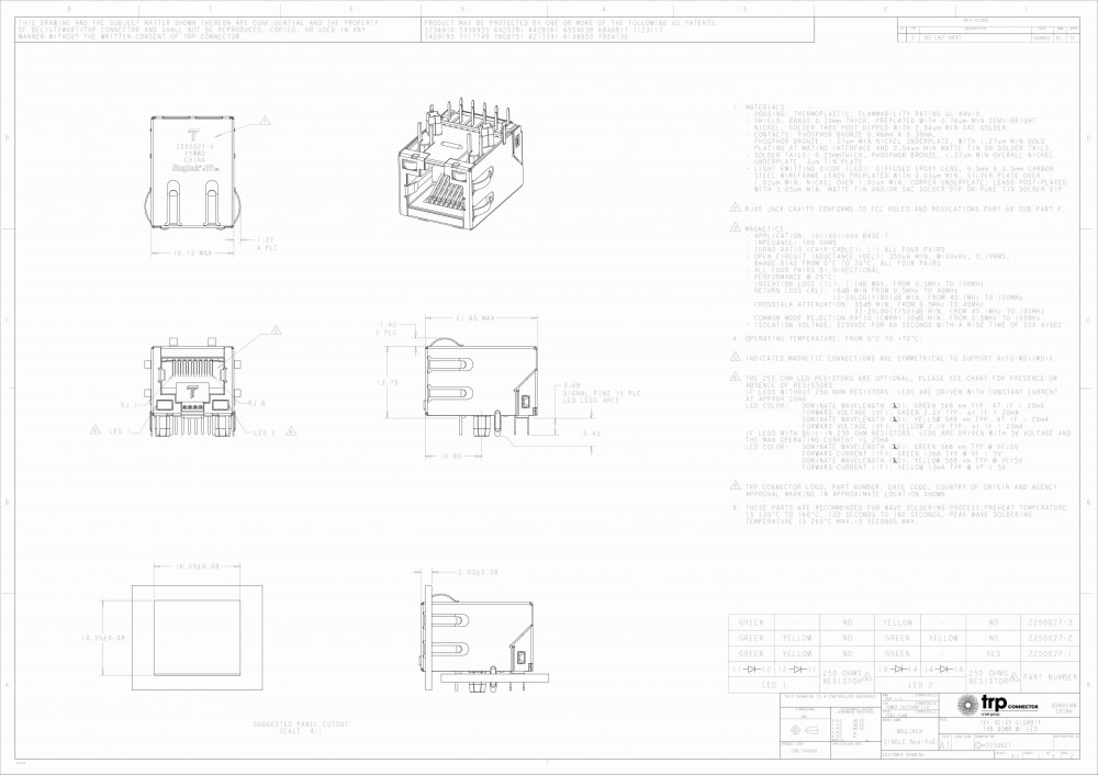 Bel Fuse 2250027 drawing page 1