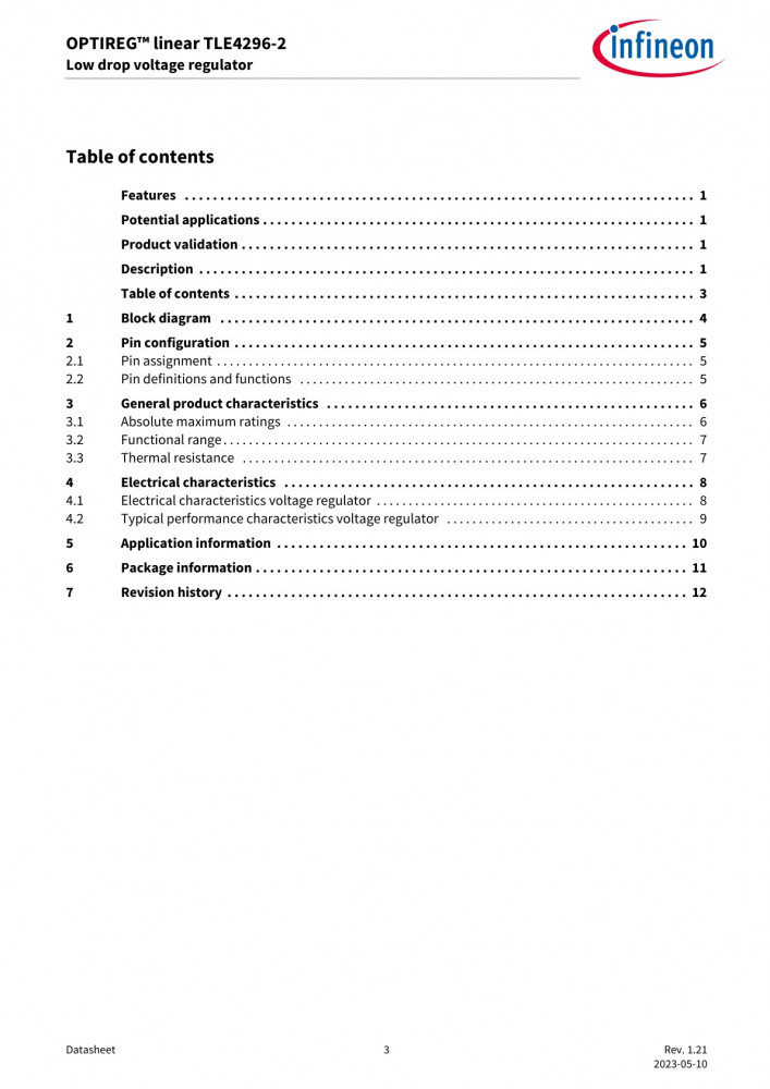 TLE42962GV50 datasheet page 3