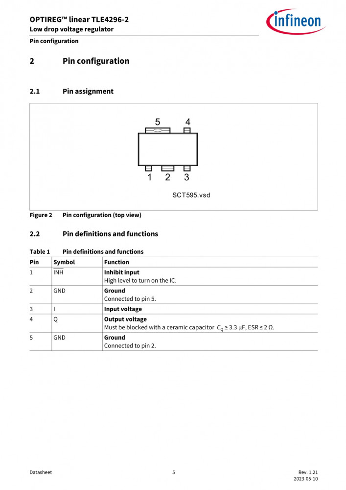 TLE42962GV50 datasheet page 5