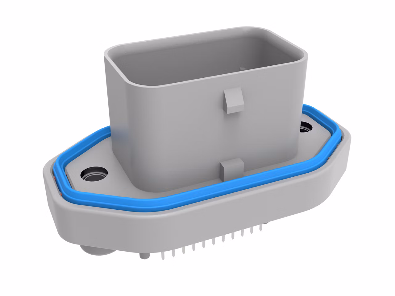 MX150 Mid-Voltage Mat-Sealed Female Connector Assembly, Single Row, 4 Circuits, 48V, Keying Option A, with Connector Position Assurance, Light Blue