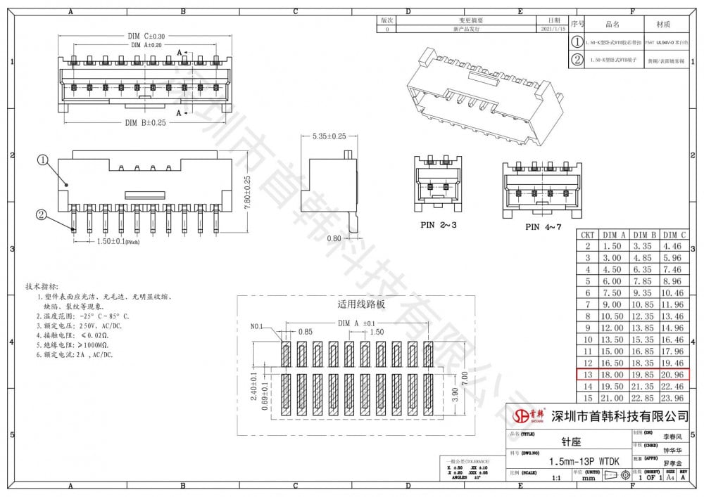 SHOU HAN 1.5-13P WTDK specification page 1