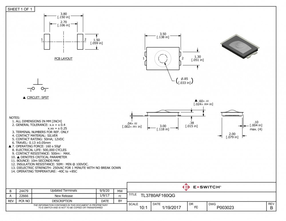 TL3780AF160QG technical drawing page