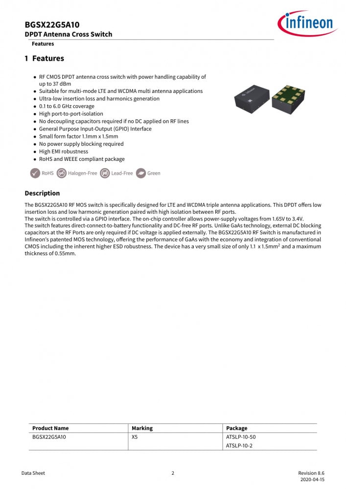 BGSX22G5A10 datasheet page 3