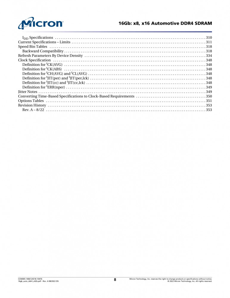 DDR4 SDRAM datasheet preview, page 8