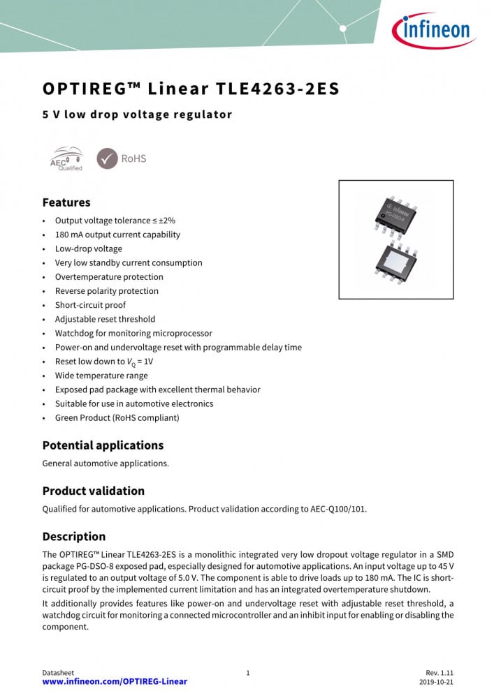 TLE42632ESXUMA1 datasheet page 1