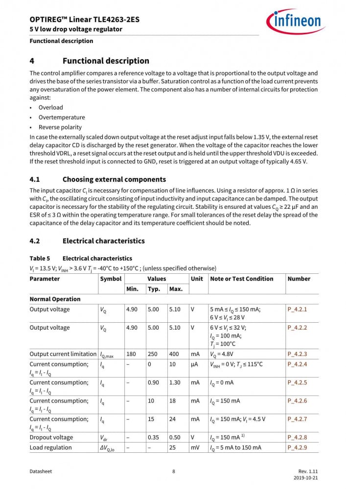 TLE42632ESXUMA1 datasheet page 8