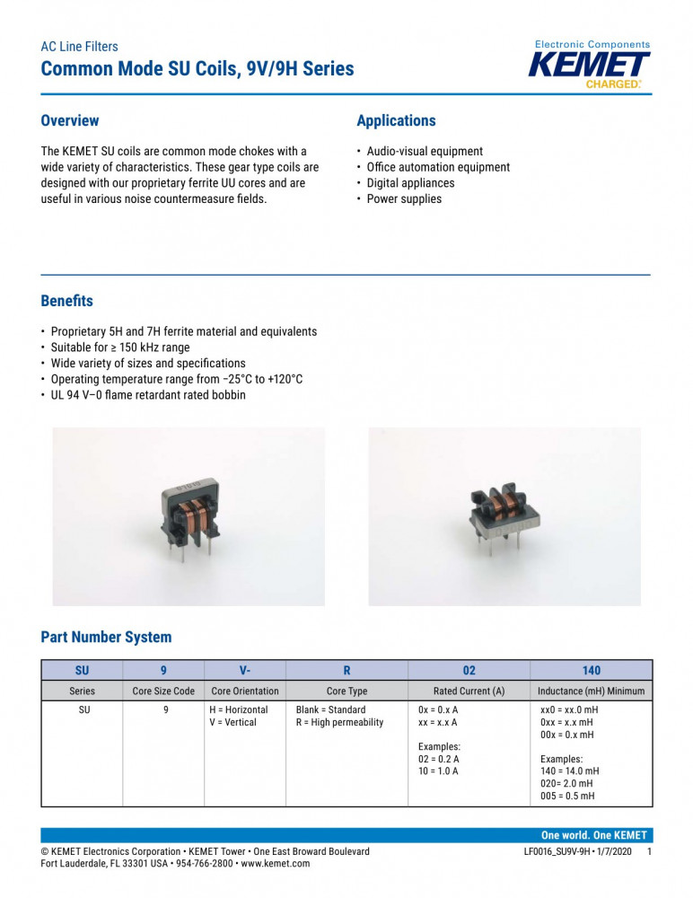 KEMET SU9 series datasheet page 1