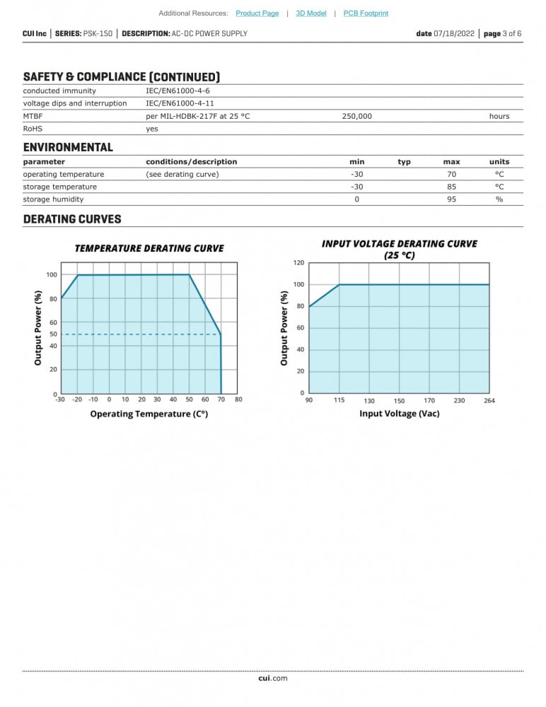 CUI PSK-150-12 datasheet page 3