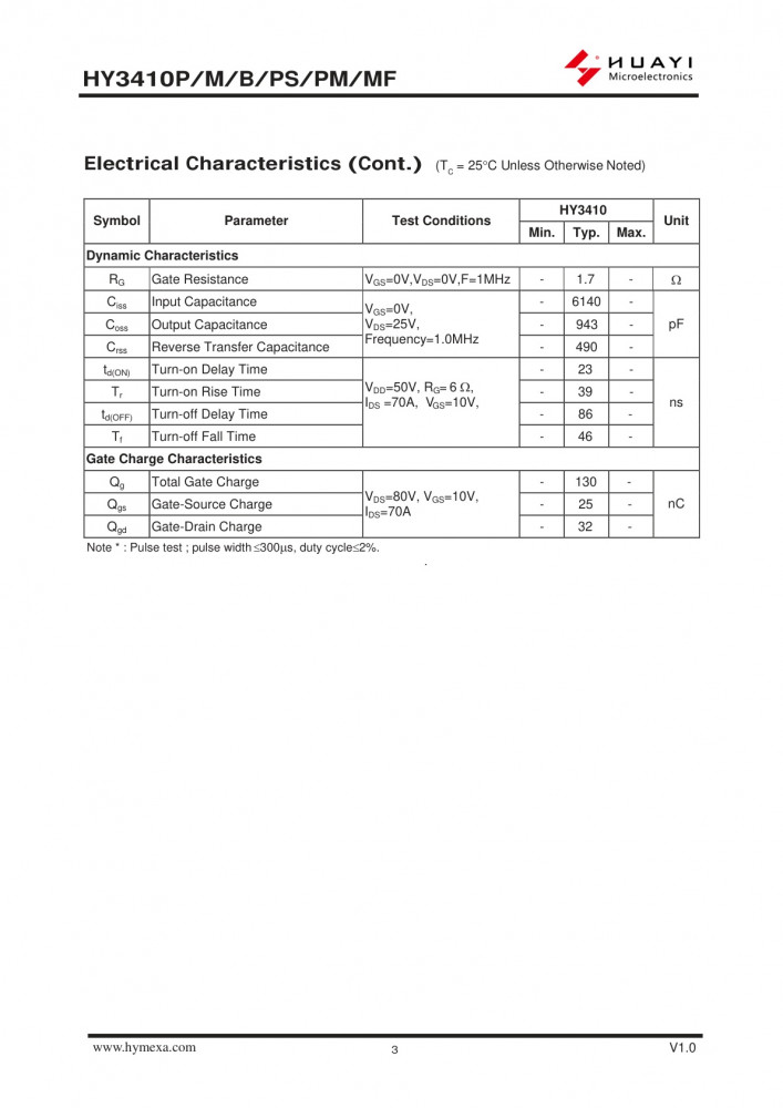HY3410B datasheet page 3