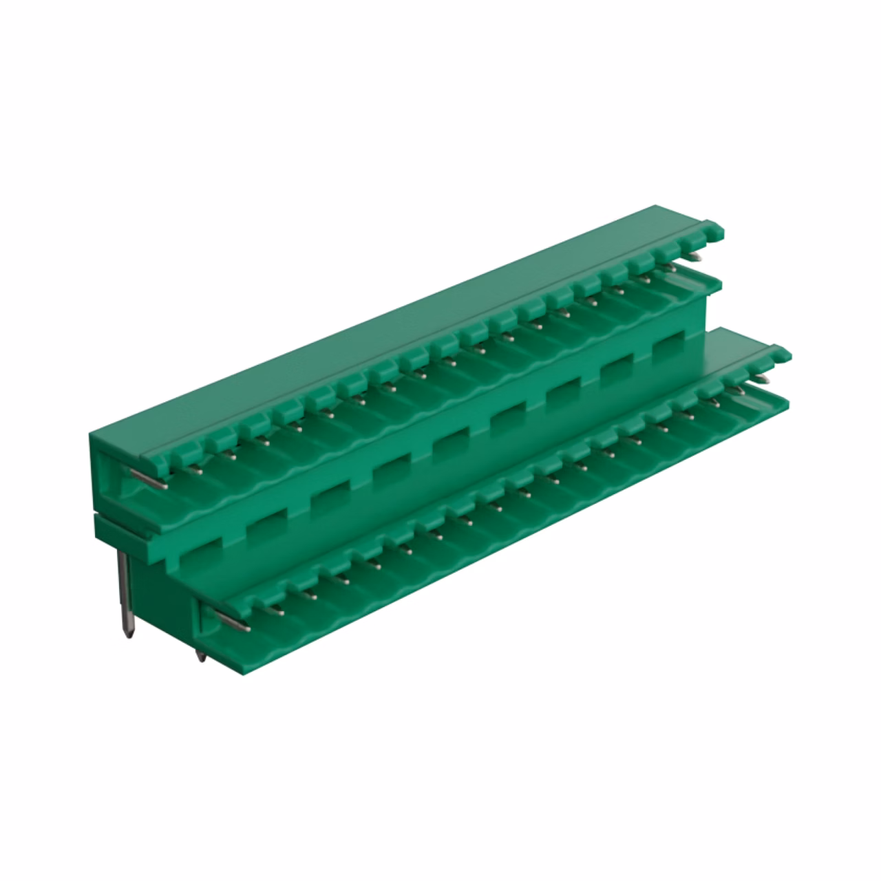5.00mm Pitch Eurostyle Horizontal Dual Level PCB Header, Open Ends, Green Housing, 38 Circuits for sale