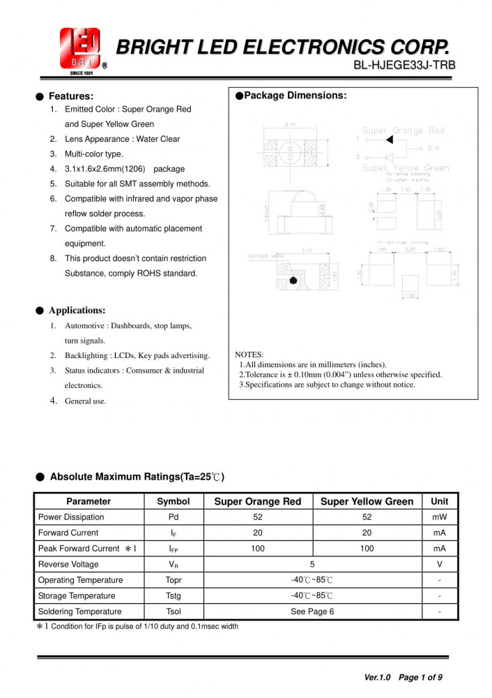 BL-HJEGE33J-TRB datasheet page 1