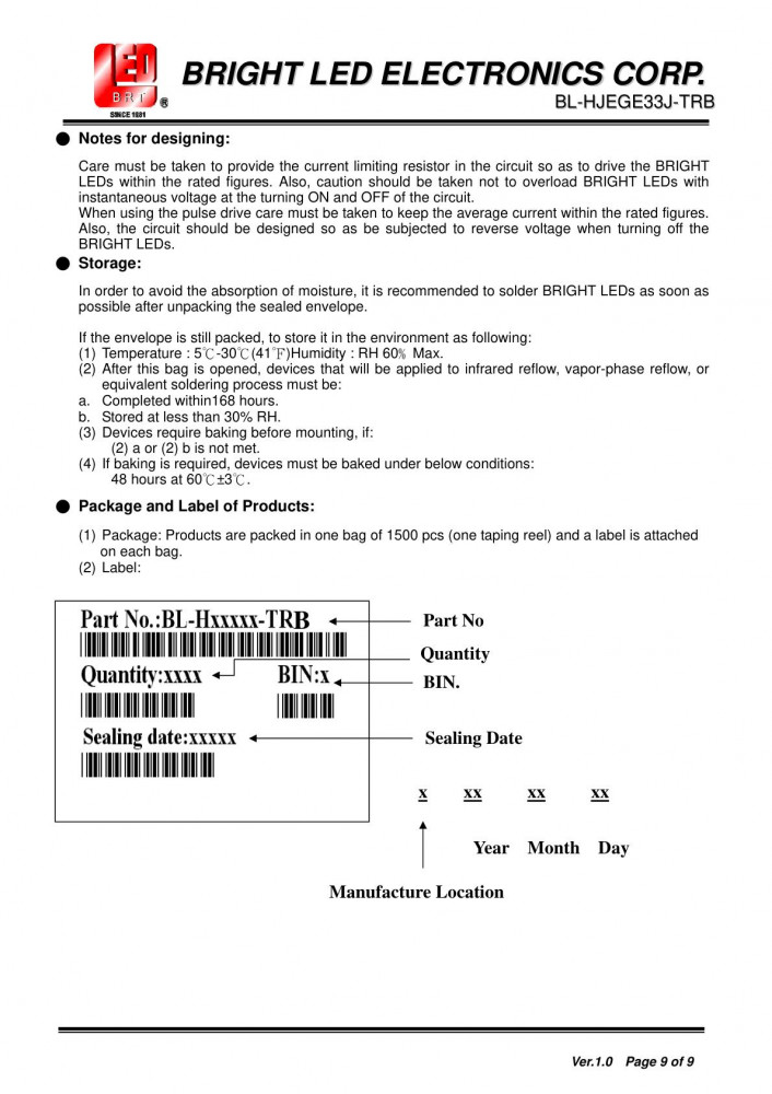 BL-HJEGE33J-TRB datasheet page 9