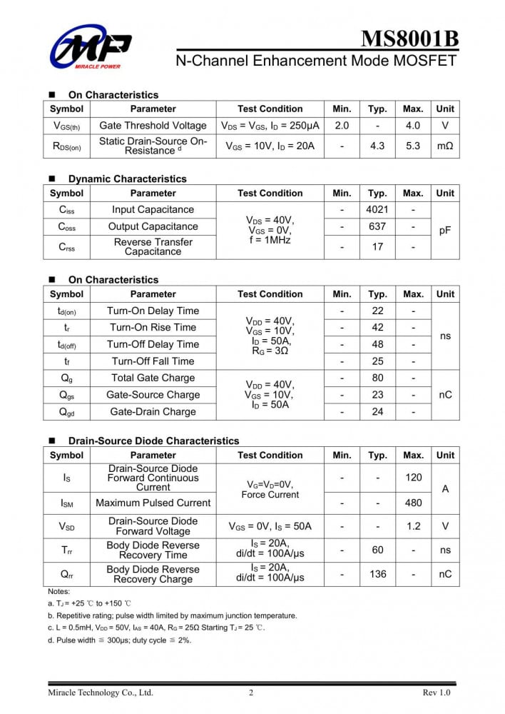 MS8001B datasheet page 2
