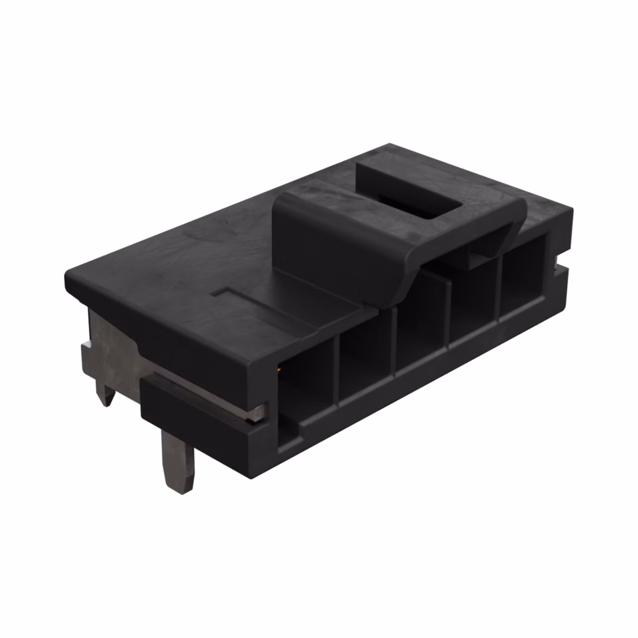 Ultra-Fit Right-Angle Header with Solder Nail, 3.50mm Pitch, Single Row,  5 Circuits, 0.38µm Gold (Au) Plating, Black, Glow-Wire Capable, Tray for sale