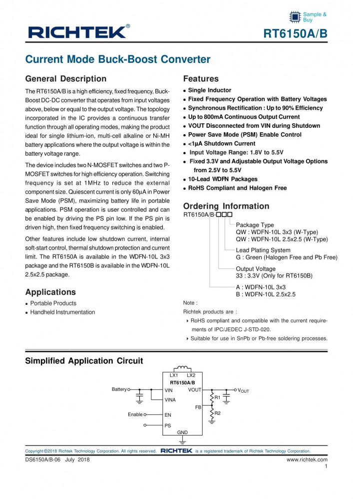 RT6150B-33GQW datasheet page 1