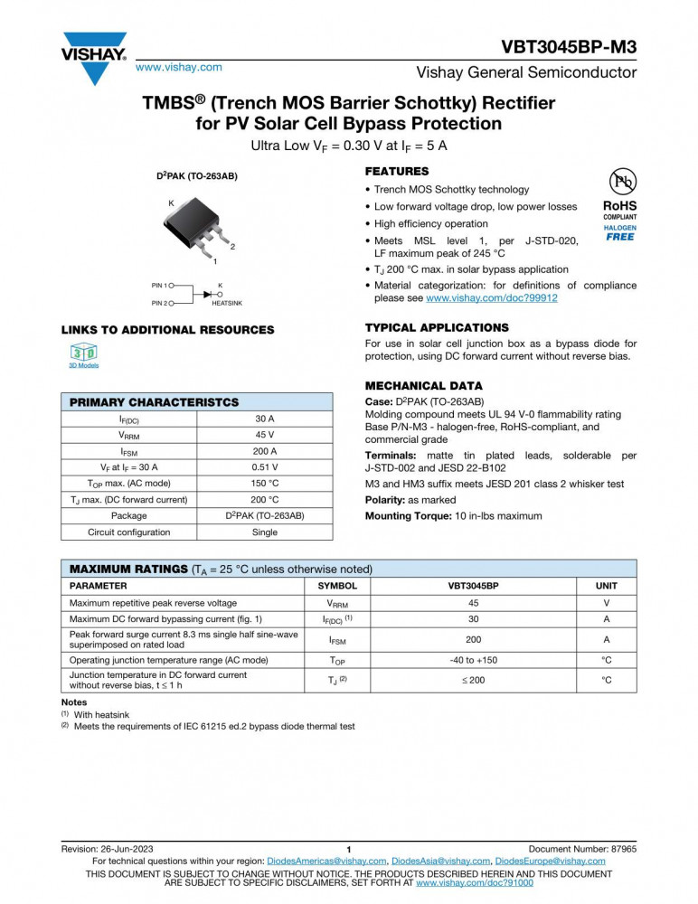 VBT3045BP-M3 datasheet page 1
