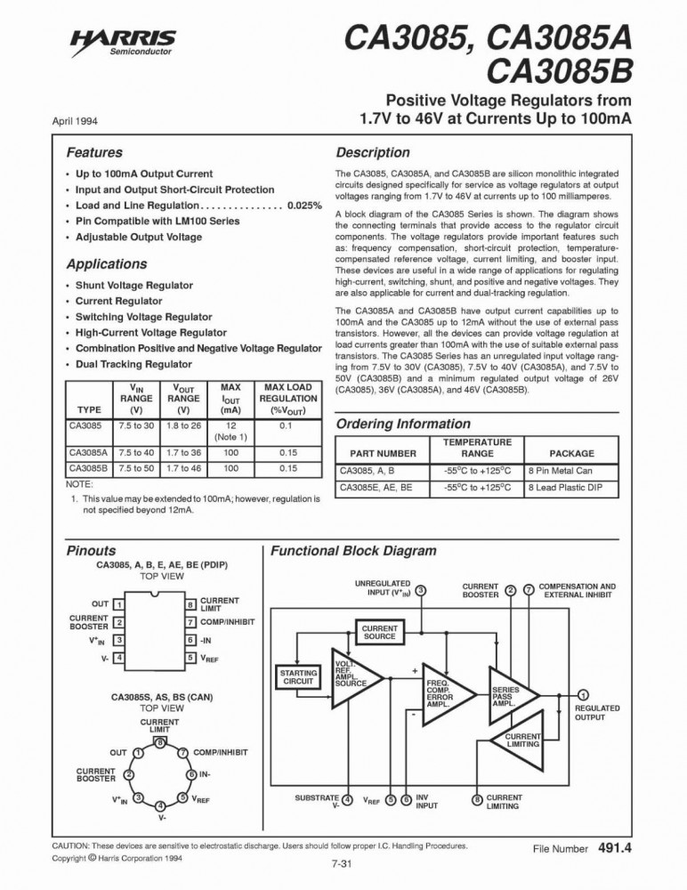 CA3085B datasheet page 2