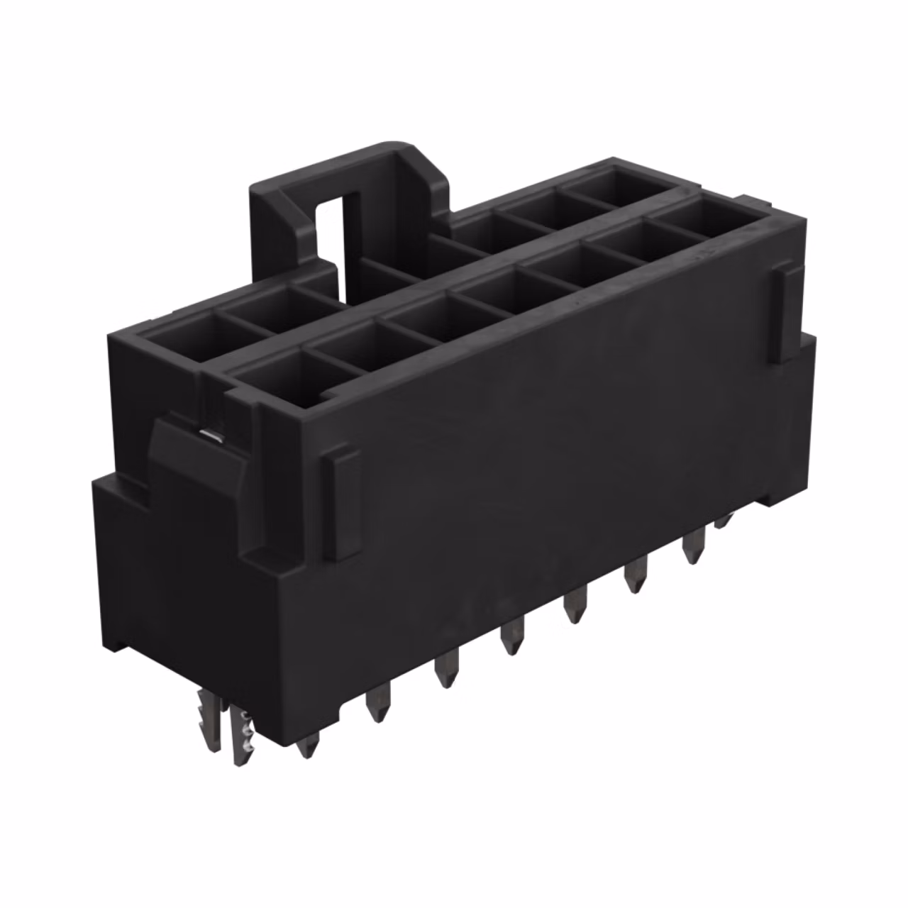 Ultra-Fit Vertical Header, 3.50mm Pitch, Dual Row, 14 Circuits, with Solder Clips, 0.76µm Gold (Au) Plating, Black, Glow-Wire Capable, Tray for sale