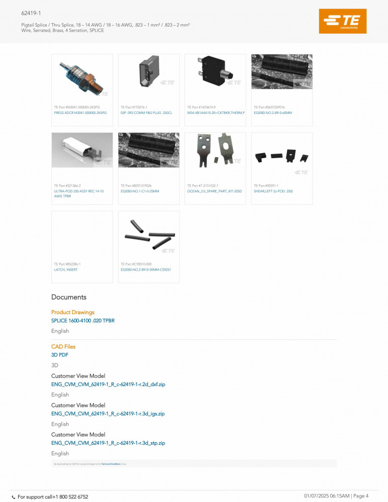 TE Connectivity 62419-1 technical document page 4