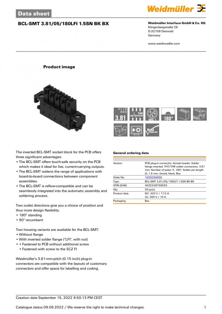 WEIDMULLER 1029290000 documentation page 1