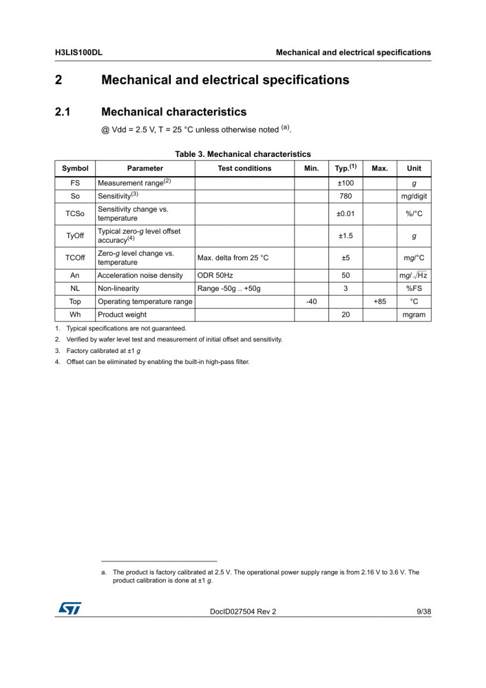 H3LIS100DL datasheet page 9