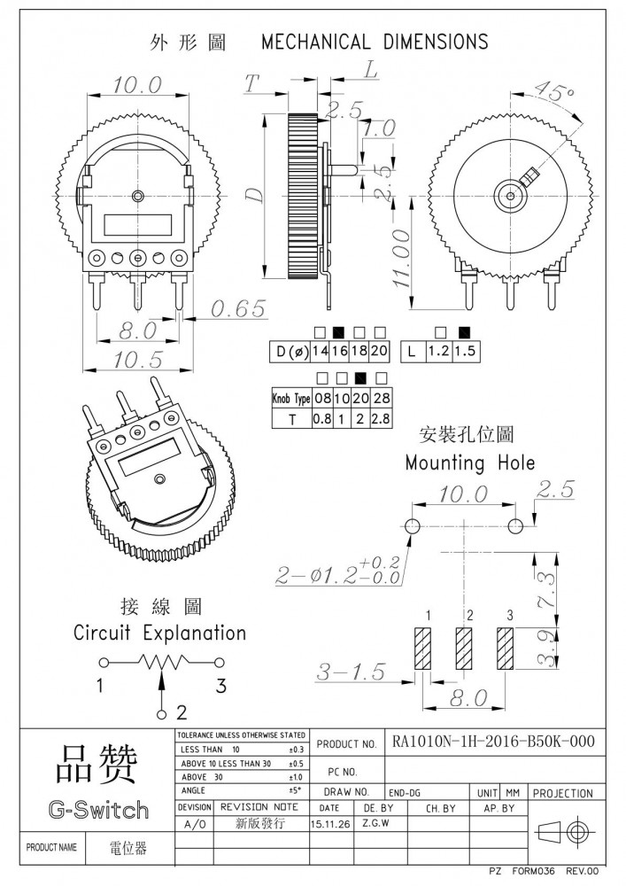 RA1010N specification page 1