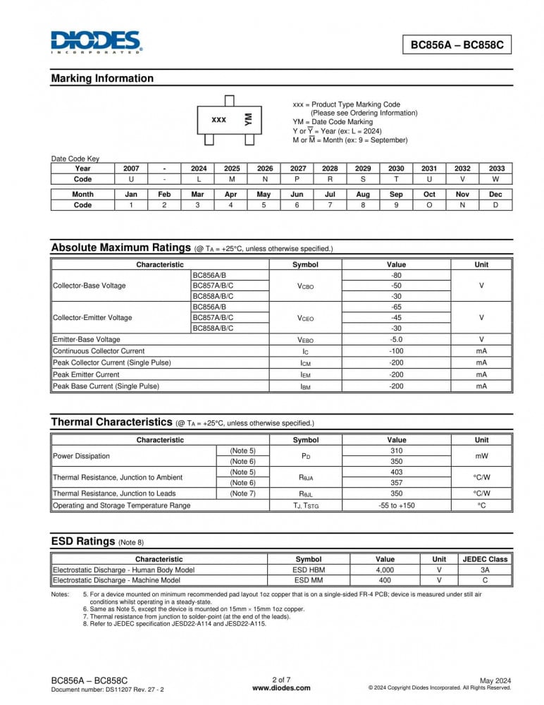 BC856B-7-F datasheet page 2
