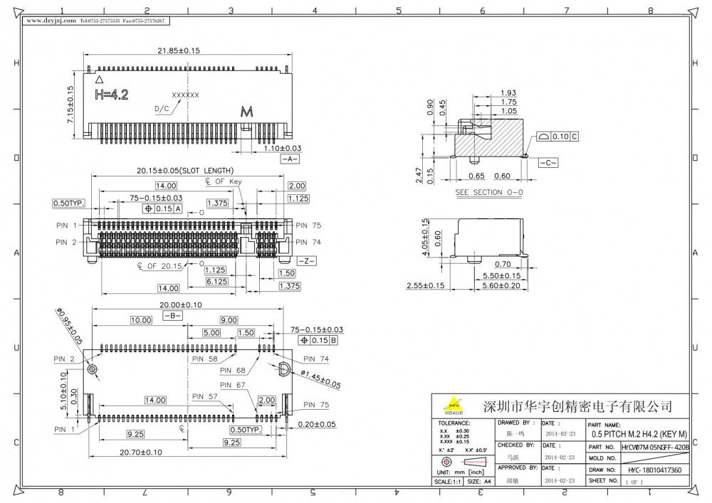 HOAUC HYCW07M-05NGFF-420B document page 1