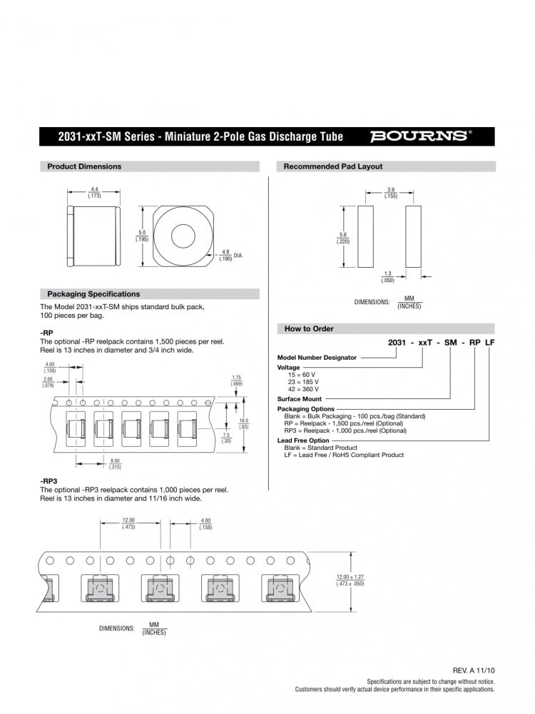 BOURNS 2031-15T-SM series technical document page 2