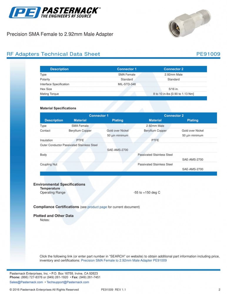 PE91009 technical document page 2