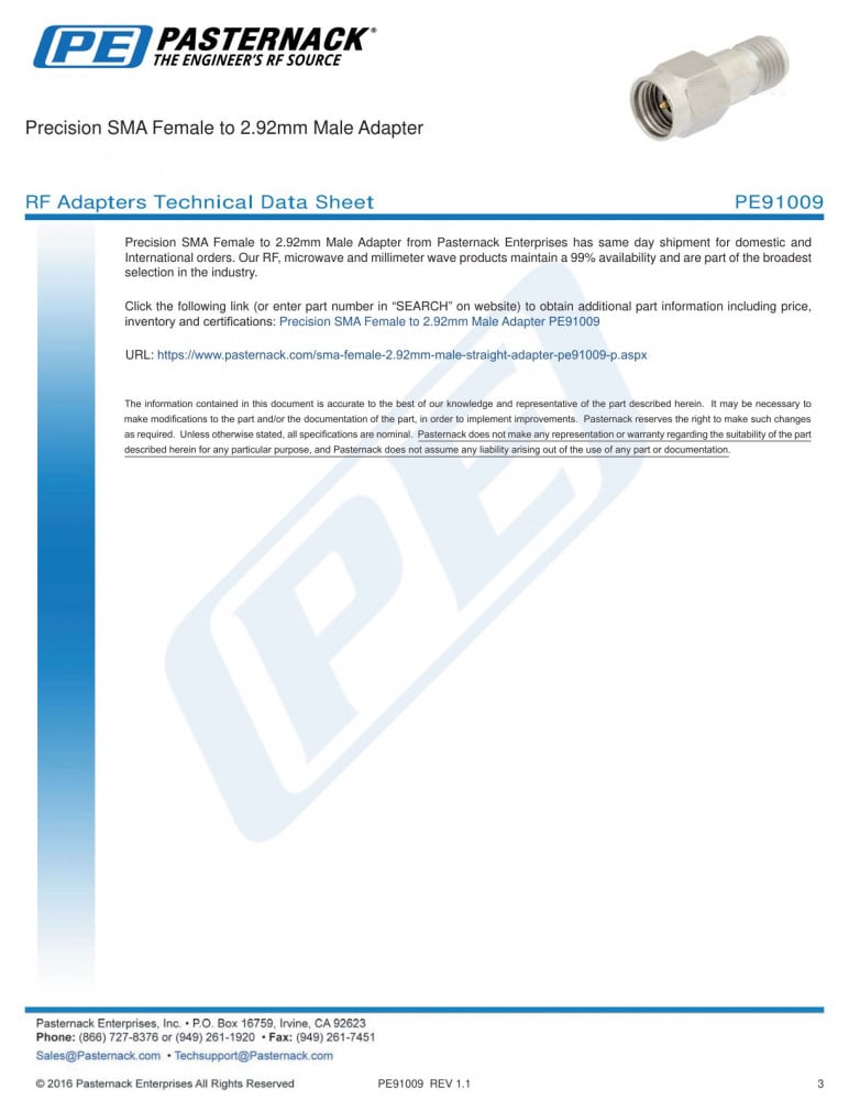 PE91009 technical document page 3