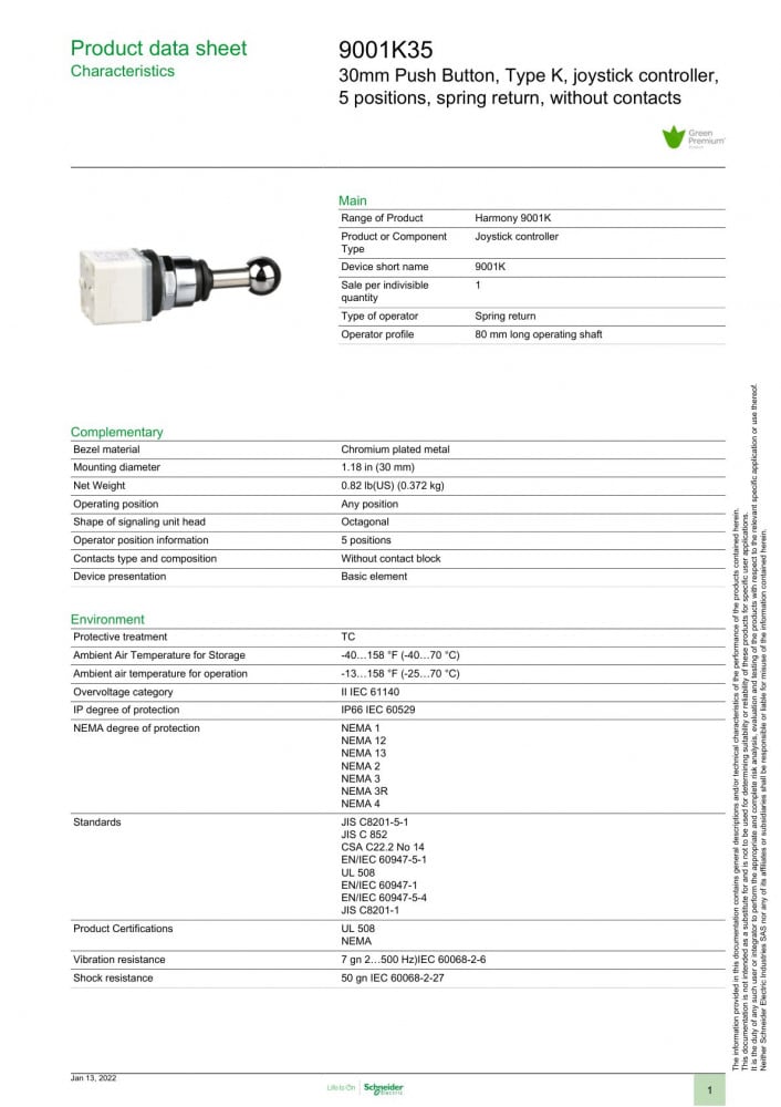 9001K35 technical documentation page 1