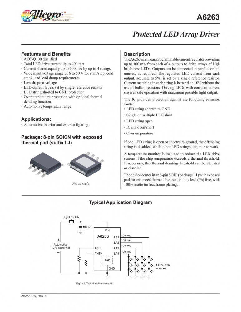 A6263 datasheet page 1