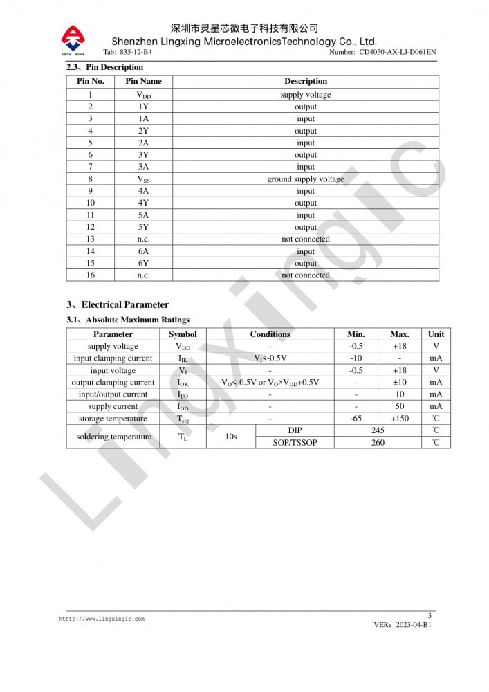 CD4050 datasheet page 5