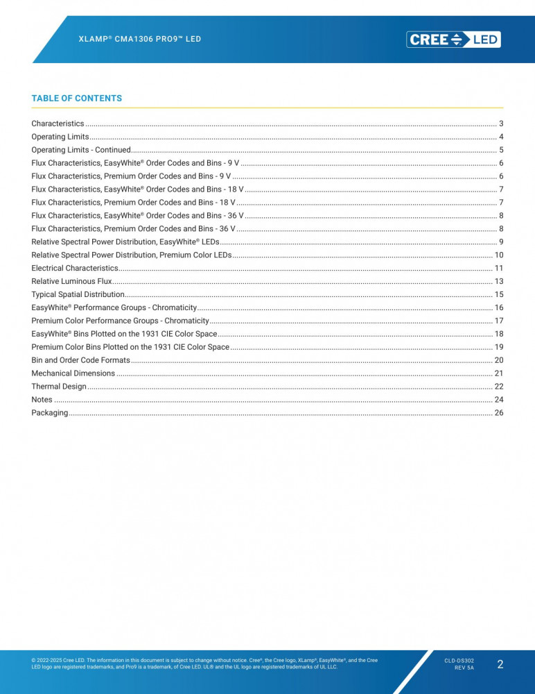 CMA1306 Pro9 datasheet page 2