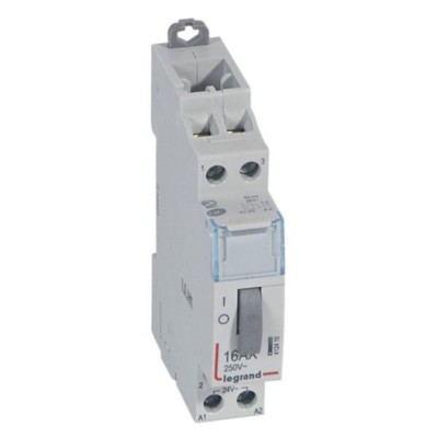 CX³ - Standard pulse-operated two-pole latching relay 16A 230V~ 2NO - DIN rail mounting 1 module - Front push-button control