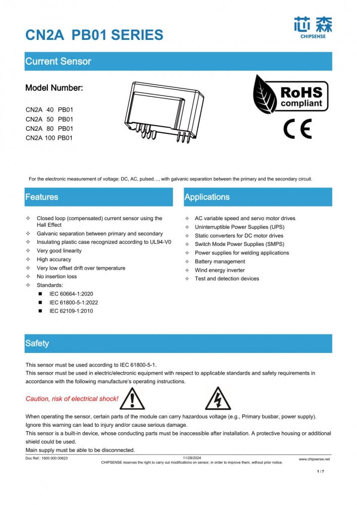 CN2A PB01 datasheet page 1
