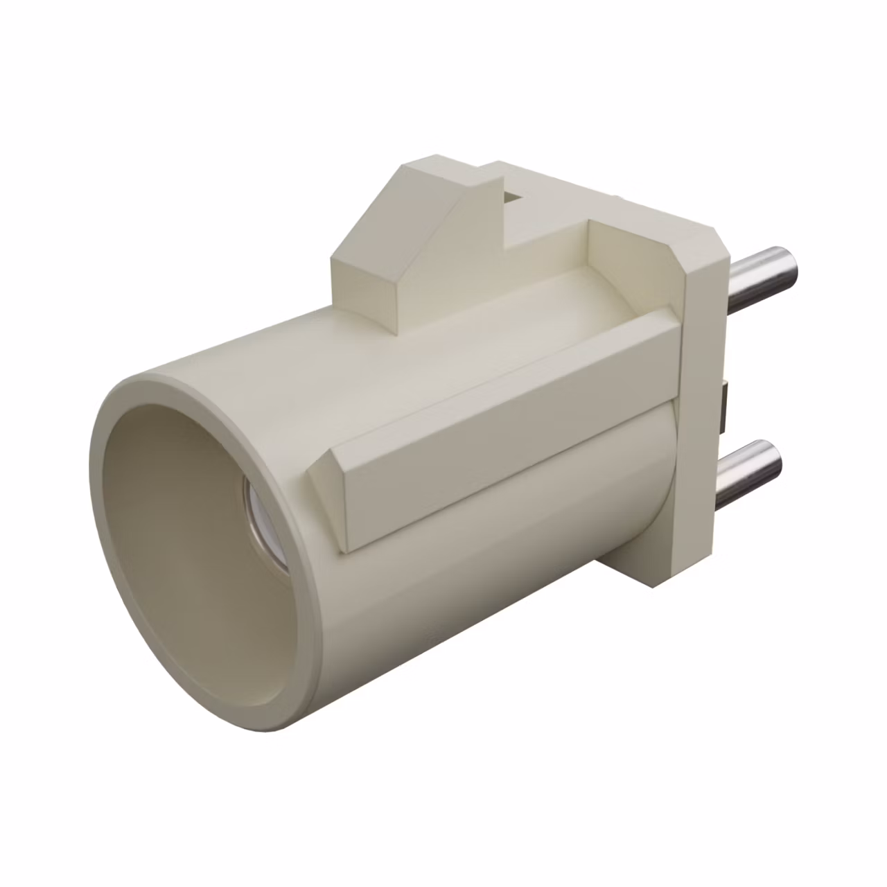 FAKRA Jack, Straight, PCB Receptacle, Through Hole, Die Cast Body, Tin (Sn) Plated, Keying Code I, Beige, 50 Ohms for sale