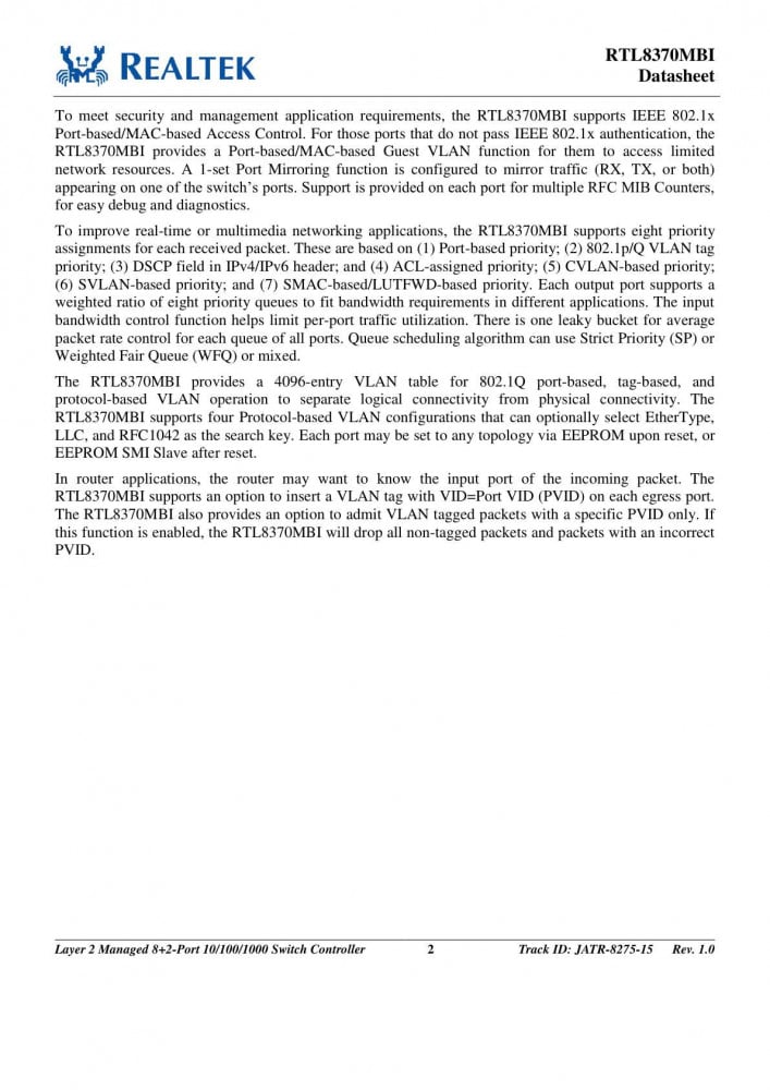 RTL8370MBI-CG datasheet page 10